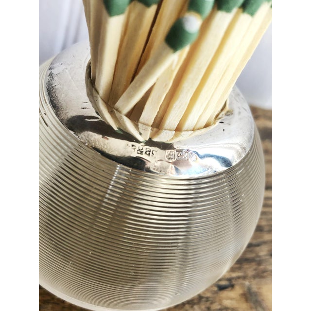 1921 English Sterling Silver and Glass Match Striker | Chairish