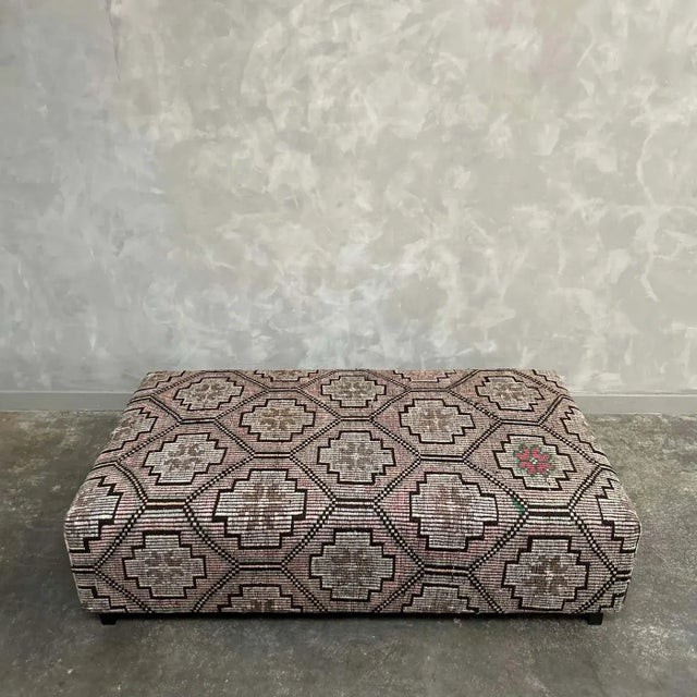 Contemporary Cocktail Ottoman Upholstered in Vintage Turkish Geometric ...