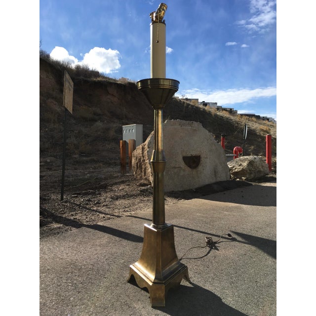 Large Chapman Solid Brass Pyramid Floor Lamp in Mastercraft | Chairish