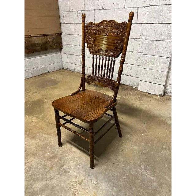 Mid 20th Century Set of Four Vintage Solid Pressed Back Tiger Oak ...