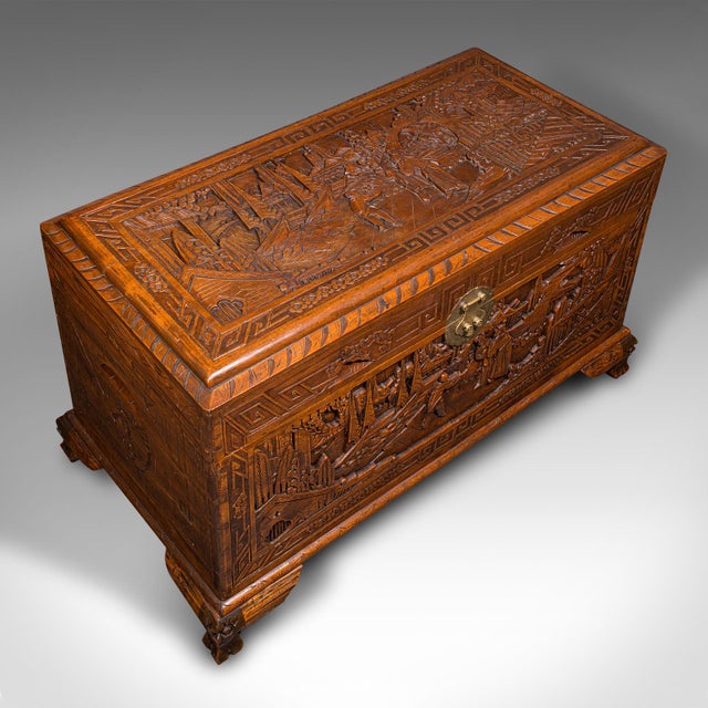 1940's Vintage Decorative Carved Chest | Chairish