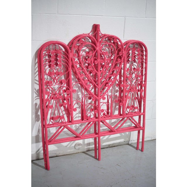 Mid Century Boho Rattan Heart Motif Twin Headboards - a Pair | Chairish