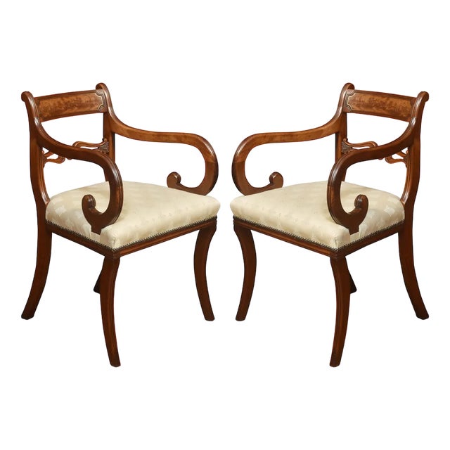 Set of Regency Mahogany Carver Armchairs | Chairish