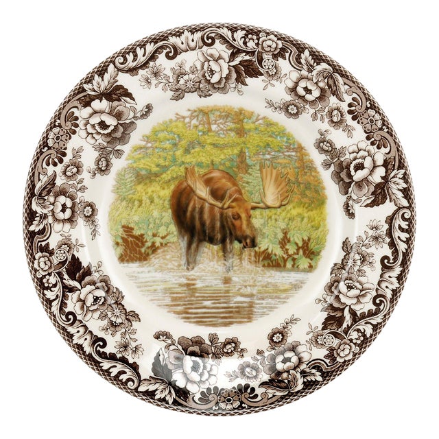 Spode Woodland Moose Salad Plate 8", Moose | Chairish