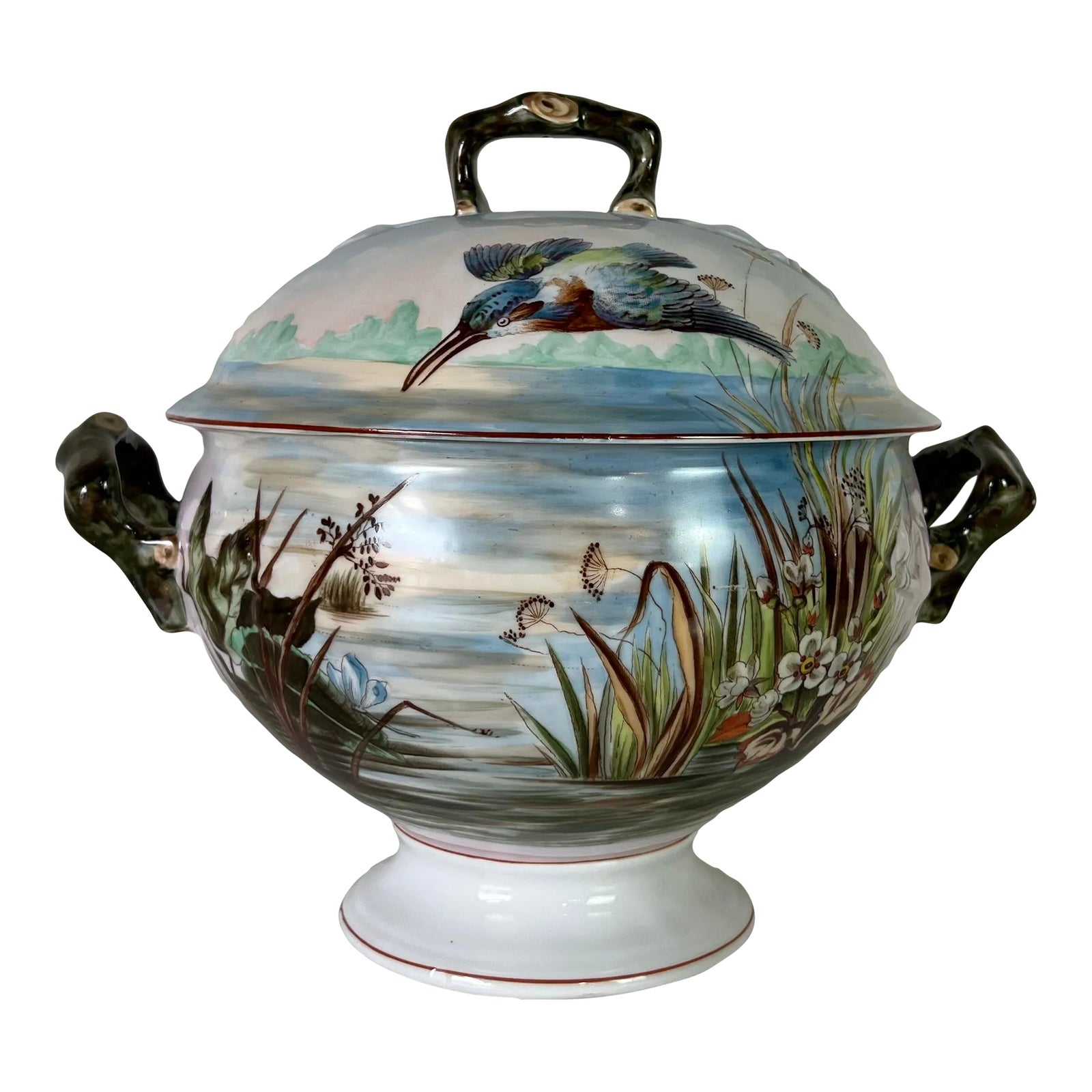 Vintage Portugal Hand - Painted Porcelain Tureen W/ Lid | Chairish