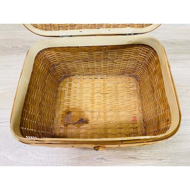 Vintage 1960s Rectangular Wicker Storage Basket | Chairish