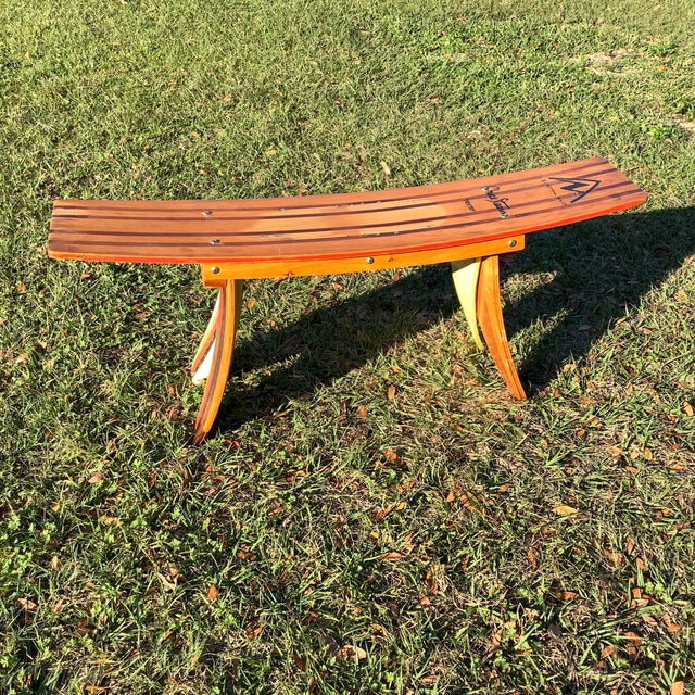 1960s Vintage Pinstripe Water Ski Bench | Chairish