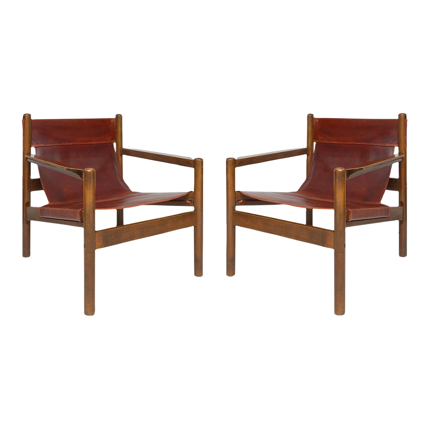Vintage Pair of Safari-Style Leather Chairs | Chairish