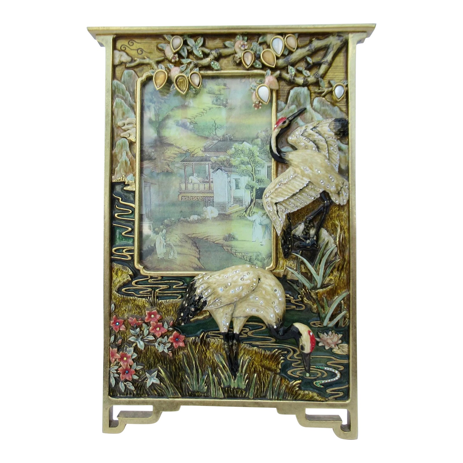 Vintage Jay Strongwater Enameled Picture Frame With Crane Motif ...