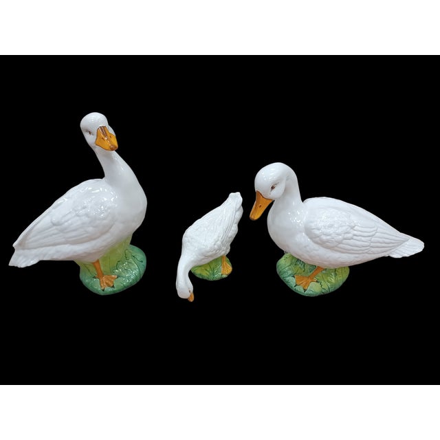 Vintage Italian Ceramic Geese Statues- 3 Pieces | Chairish