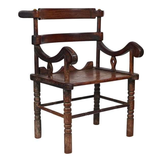 Vintage Hand Carved African Baule Tribal Chair | Chairish