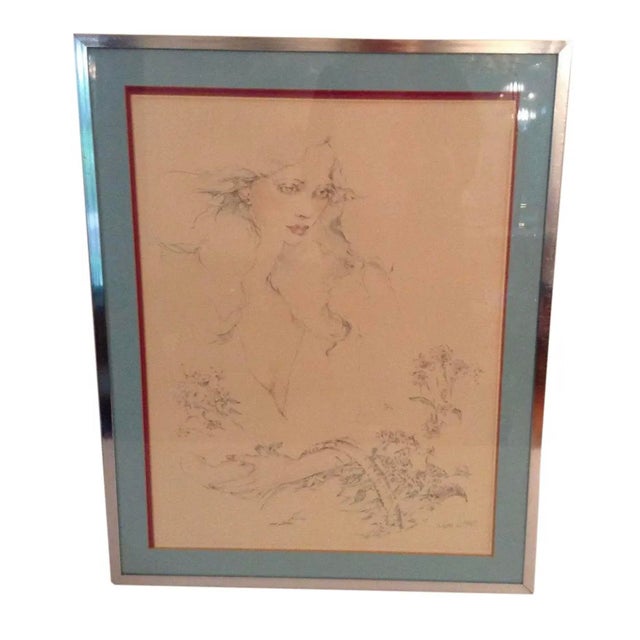 70s Vintage Susan Obrant Mood Indigo Lithograph on Watercolor Paper ...