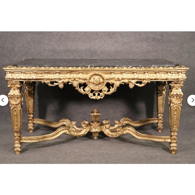 19th Century French Louis XIV Rococo Giltwood Hand Carved Table ...
