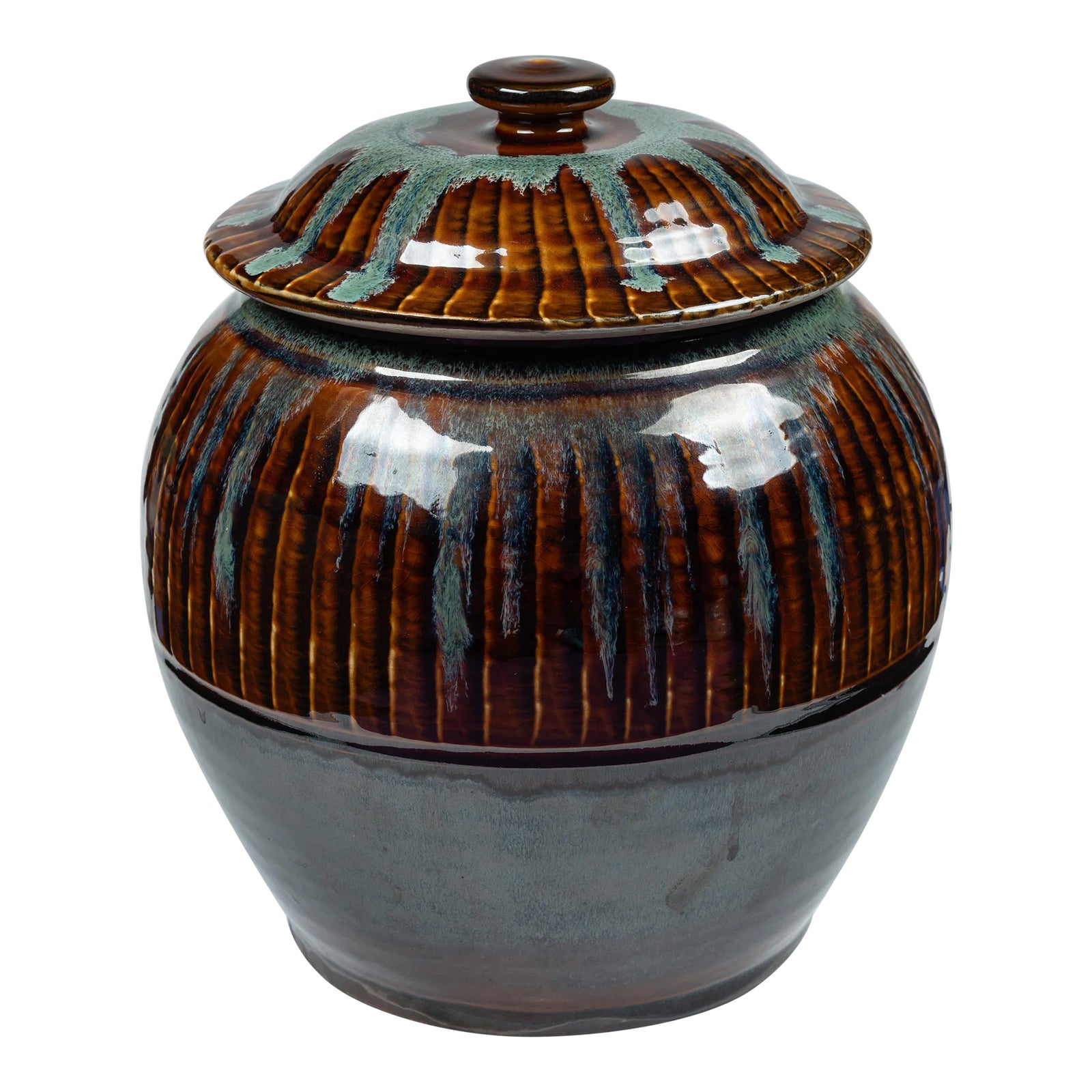 Large Mid 20th Century Onta Jar With Iron Hakeme Brush and Splash ...