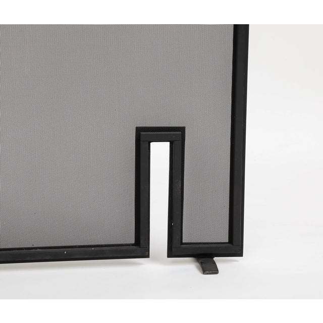Contemporary Black Metal Mesh Firescreen | Chairish