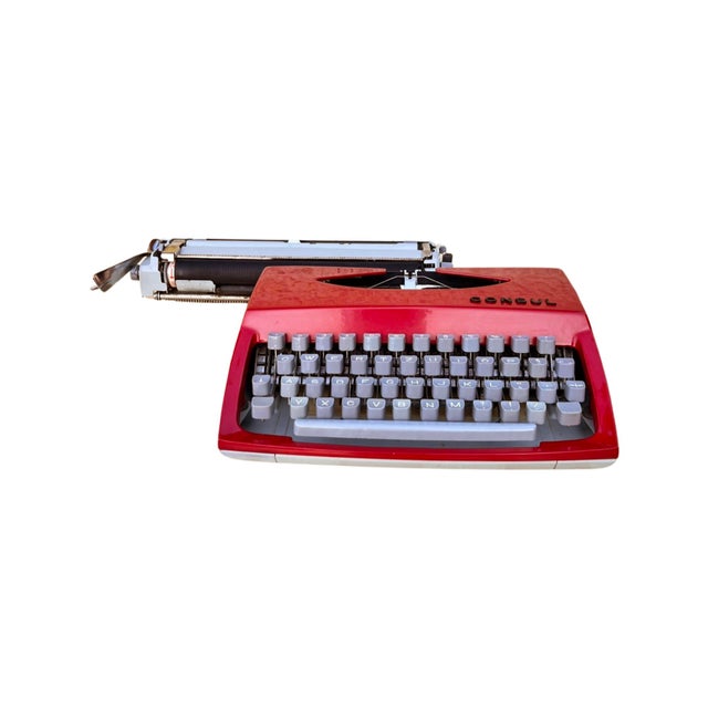 Red Typewriter, Consul Type 231.3, Czechoslovakia, 1966 | Chairish
