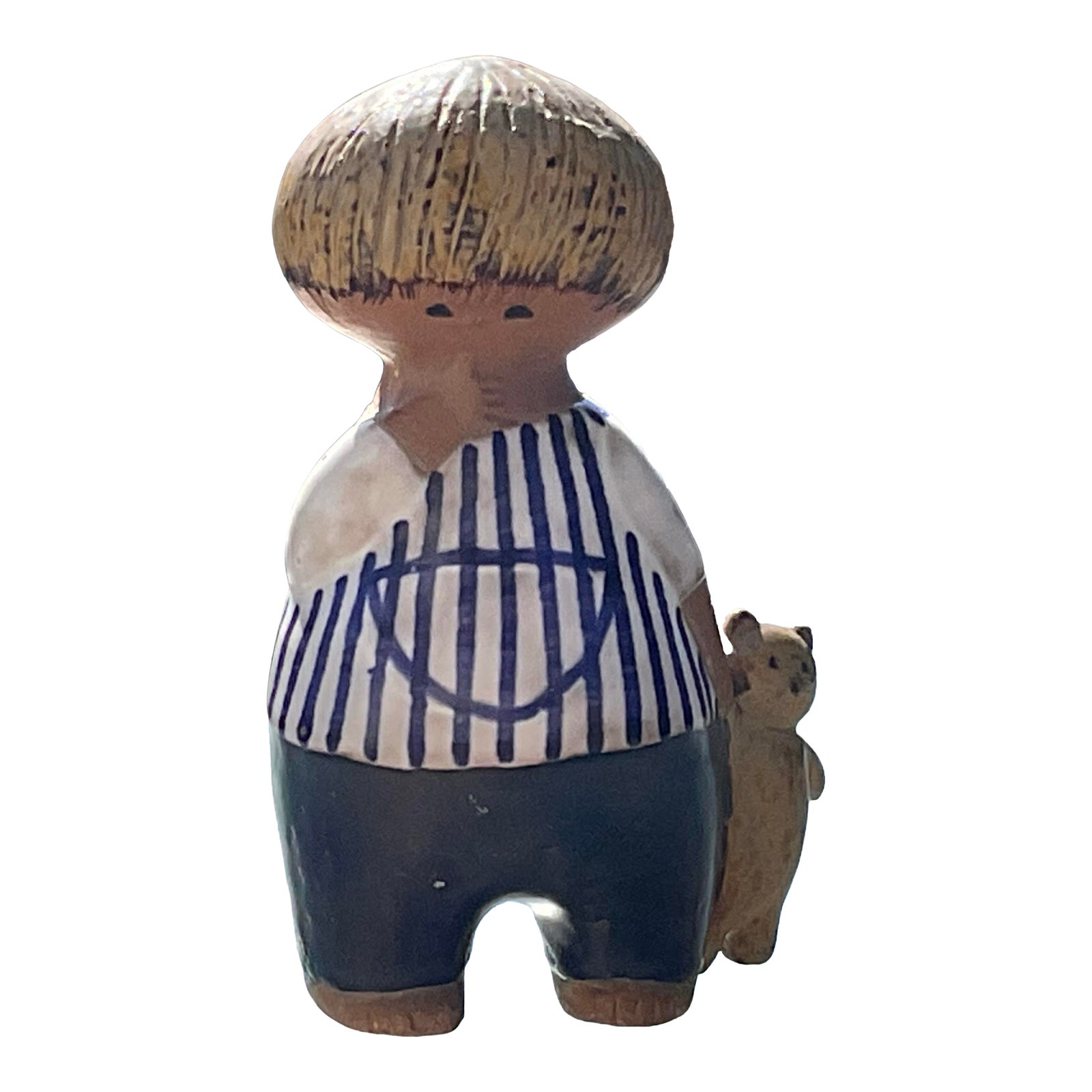 Lisa Larsen 1960’s Gustavesberg Malin Boy With Teddy Bear | Chairish