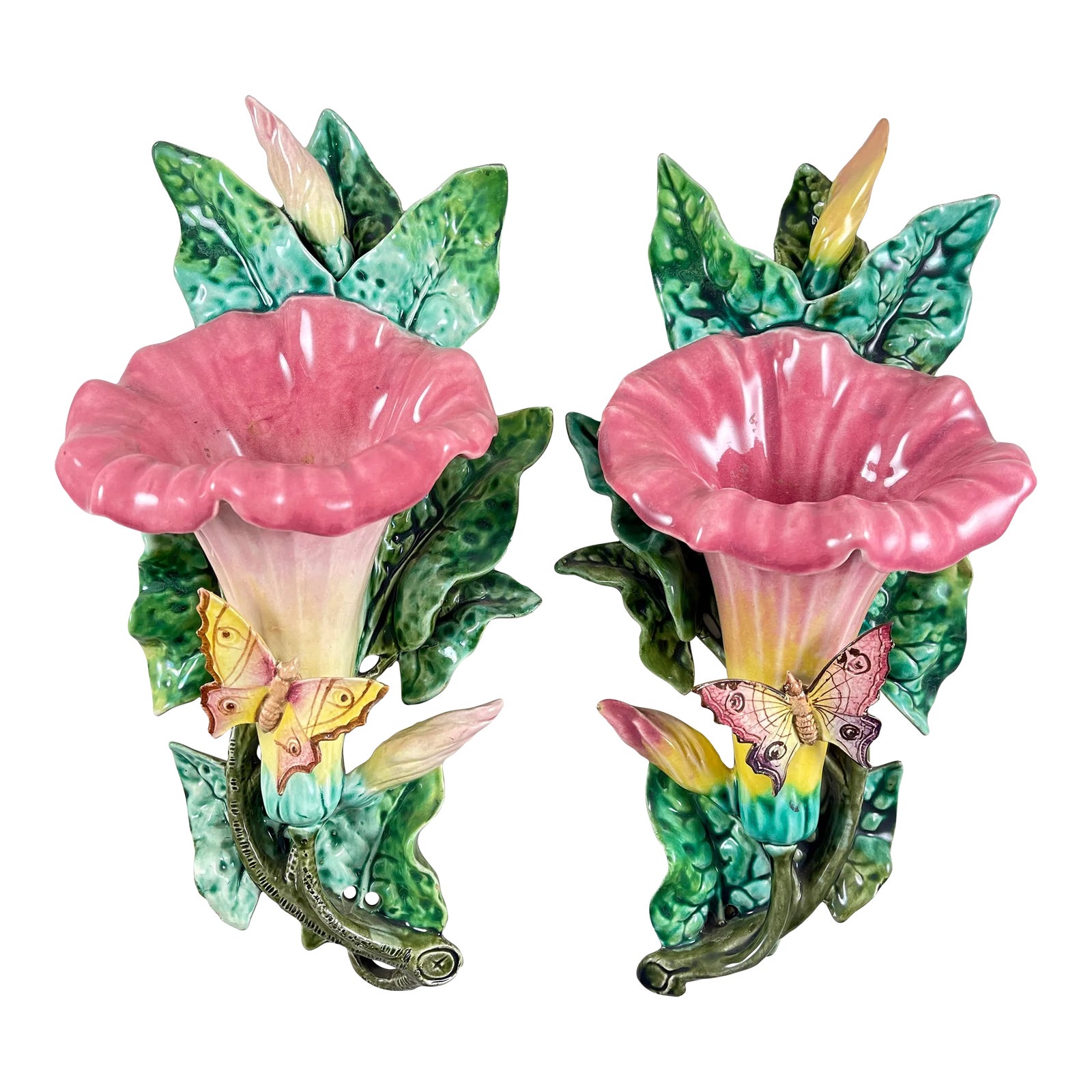 French Fives-Lille De Bruyn Morning Glory & Butterfly Wall Pockets ...