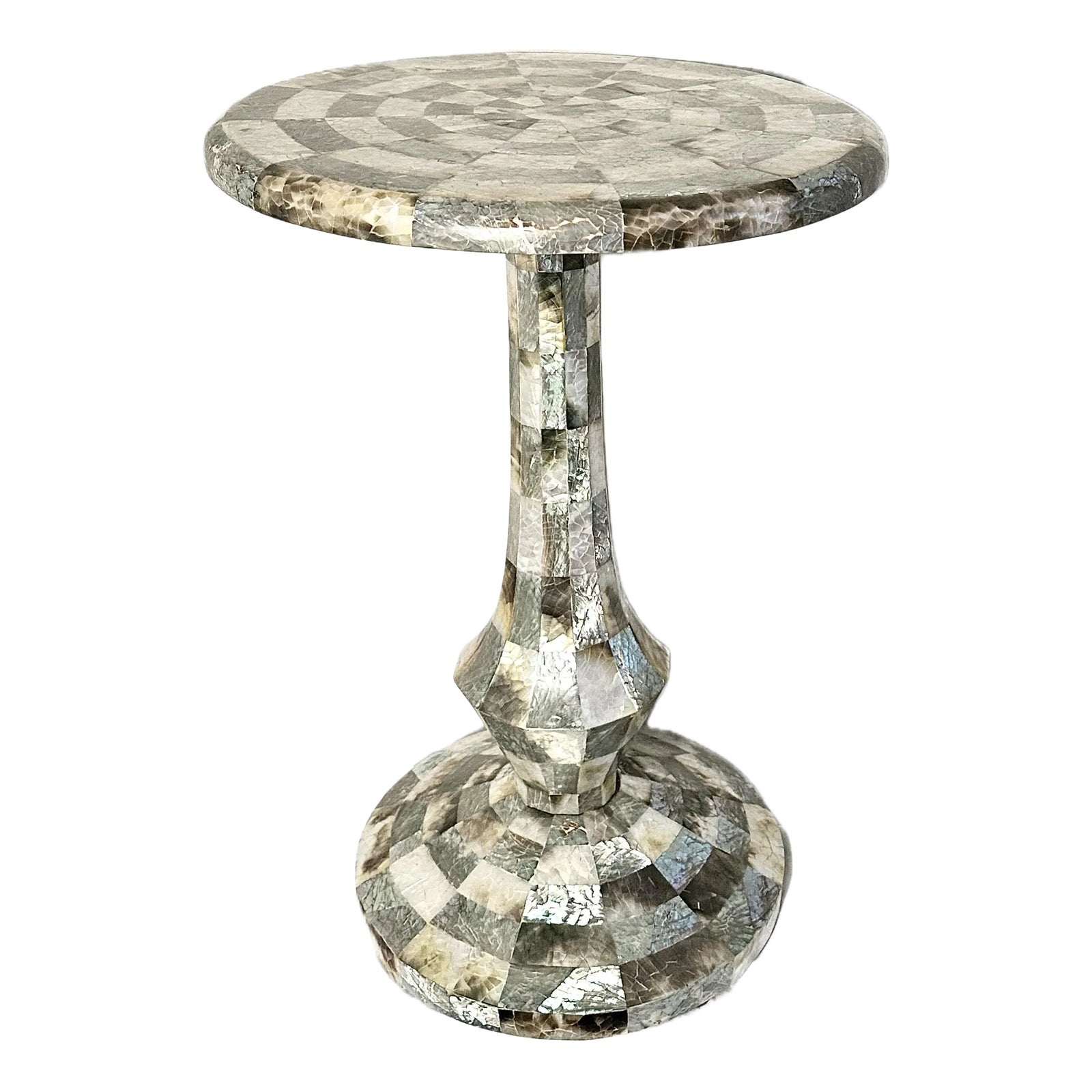 Mother of Pearl Inlay Petite Side Table. | Chairish