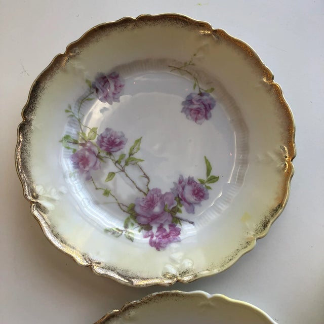 Vintage Fine Floral Design German Porcelain Plates S/3 | Chairish