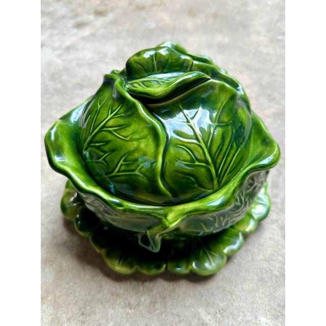 1970s Vintage Holland Mold Cabbage Ware Green Ceramic Tureen With Plate ...