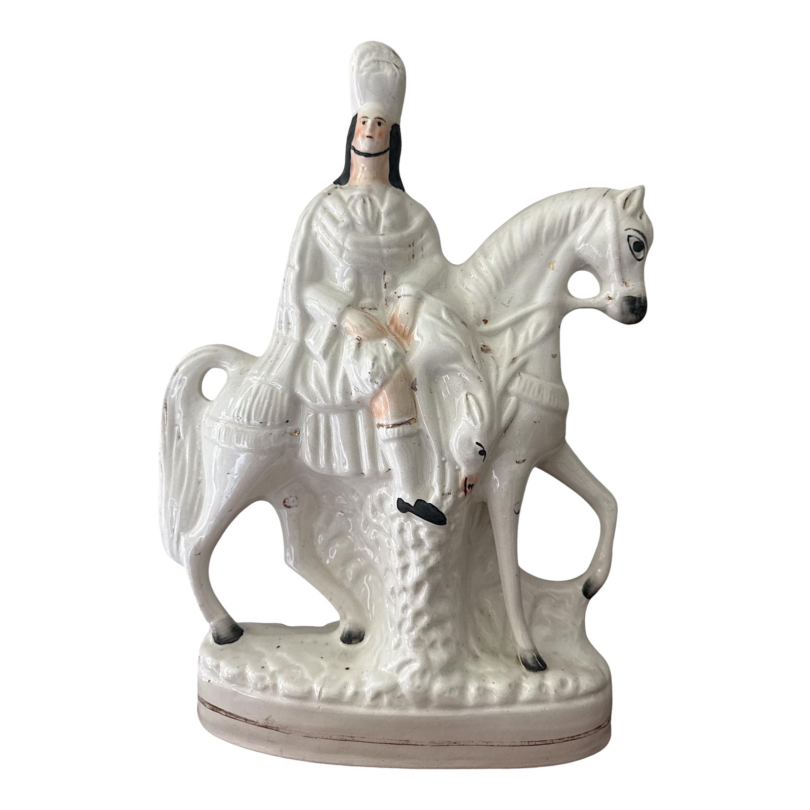 19th-Century English Staffordshire Flatback Horse and Rider Figure C ...