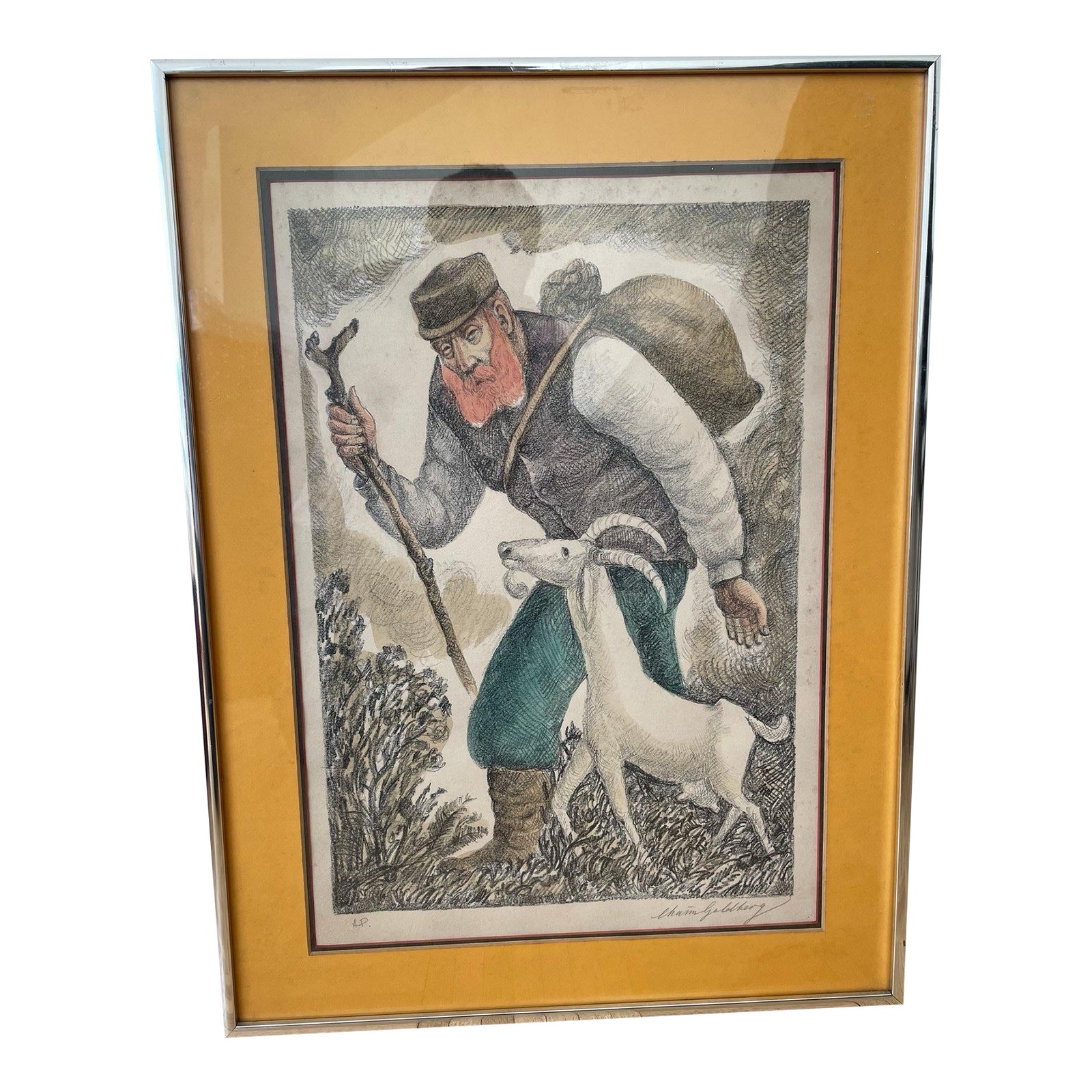 Mid 20th Century Chaim Goldberg Signed Artist Proof of the Wanderer ...