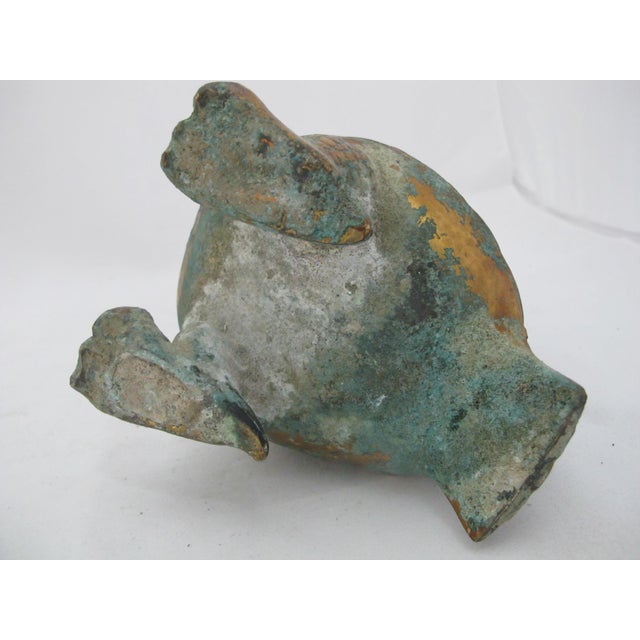 Chinese Archaic Bird Bronze Ware Gold Toad Accent Ritual Wine Vessel ...