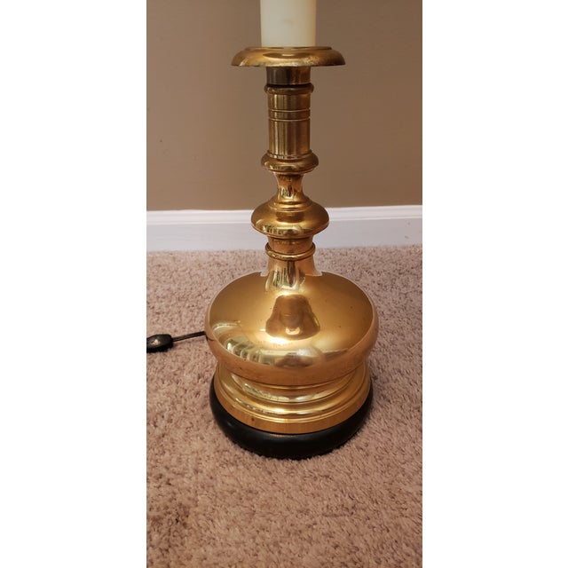 Mid 20th Century Frederick Cooper Tall Turned Brass Table Lamp With ...