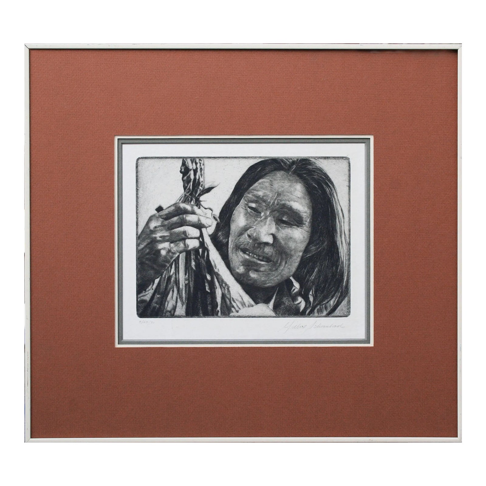 1930s Photo Realist Drypoint Etching Portrait "The Hunter" | Chairish