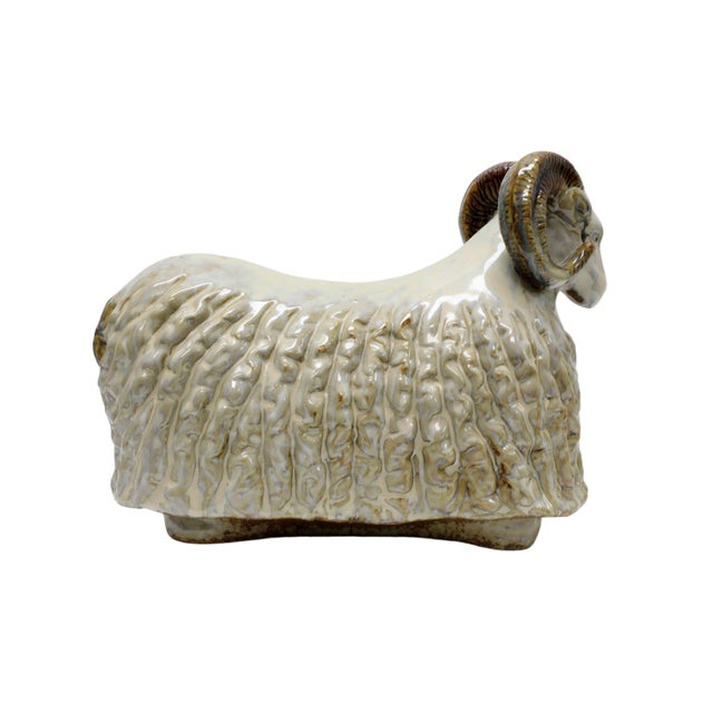 1970s Glazed Ceramic Merino Ram | Chairish