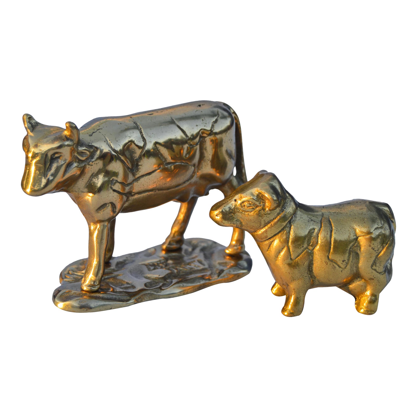 Midcentury Brass Cow & Calf, S/2 | Chairish