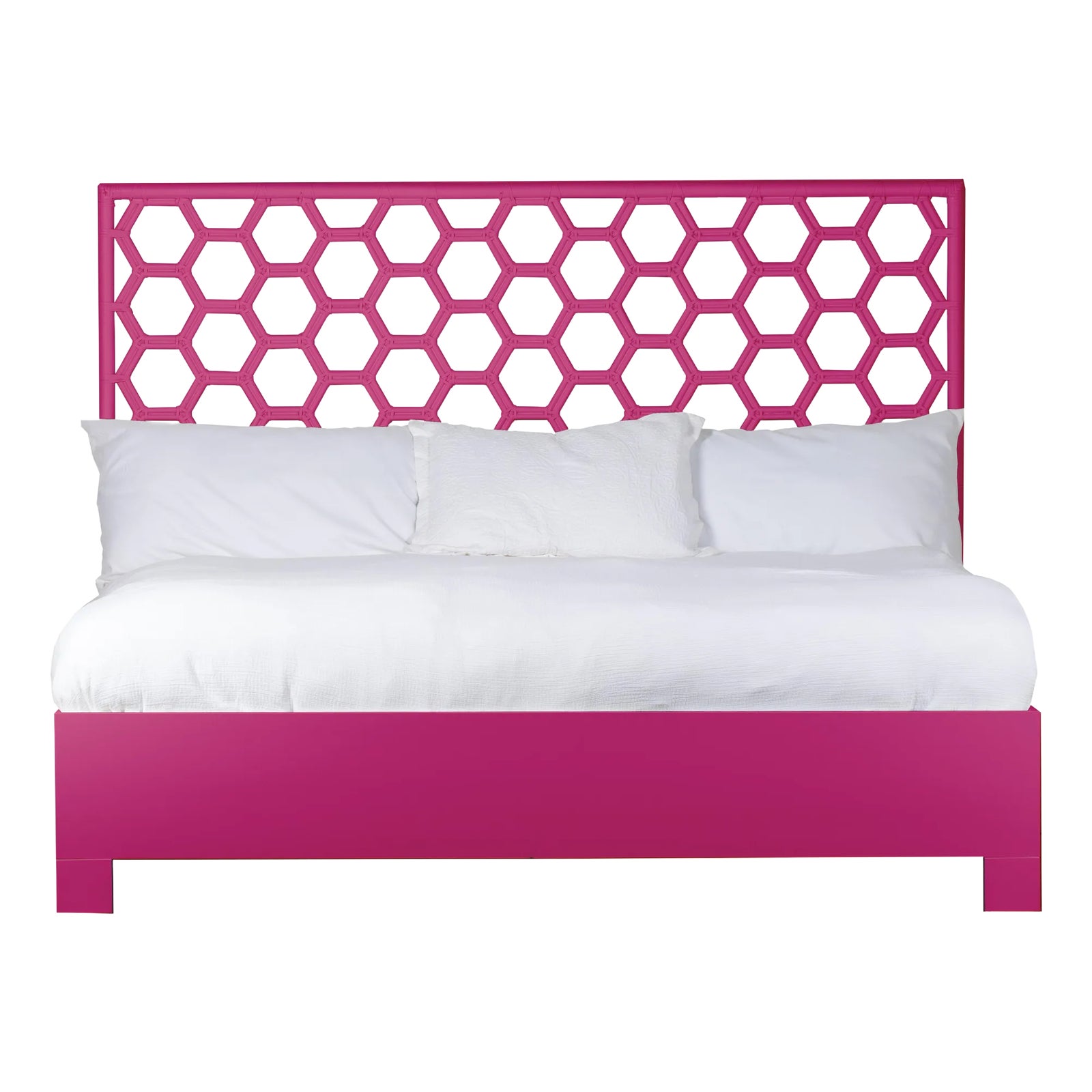 Honeycomb Platform Bed King, Hot Pink | Chairish