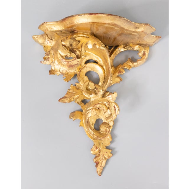 Vintage Italian Rococo Carved Giltwood Wall Bracket Shelf | Chairish