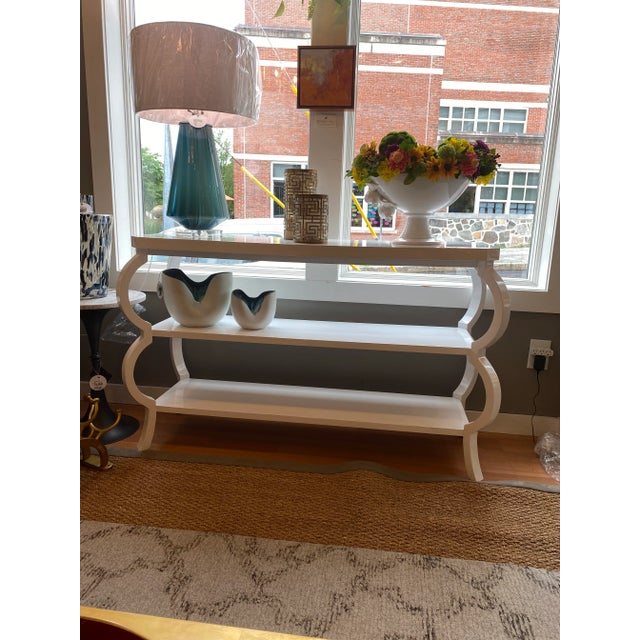Kelly Three Tier Console in White Lacquer | Chairish