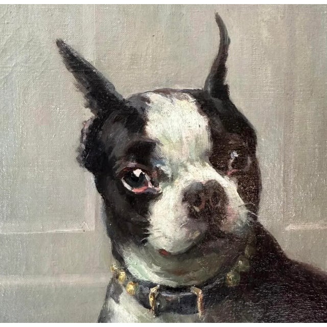 1916 Melbourne Hardwick Oil Painting Portrait of a Boston Terrier Dog ...