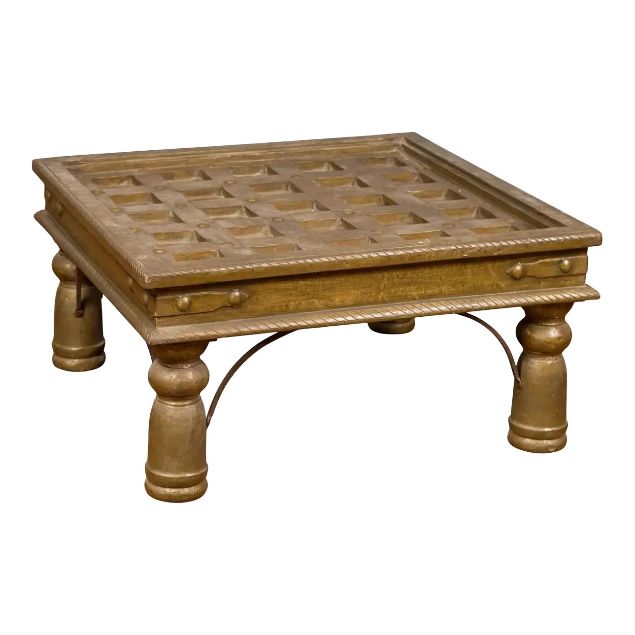 Indian Geometric Top Brass Sheathing Window Grate Made into a Coffee ...