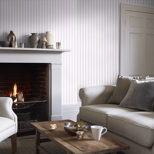 Regency Stripe Wallpaper - Purple - Sample | Chairish