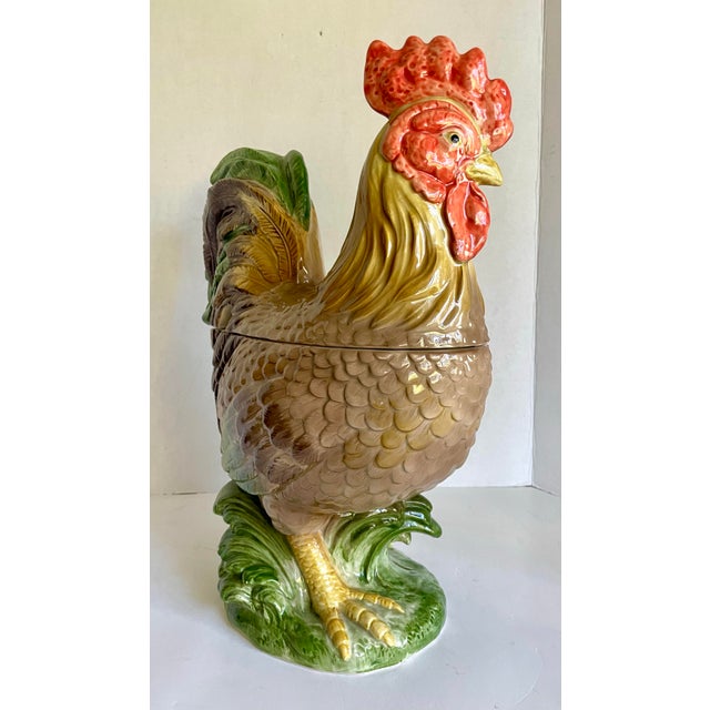 1986 Fitz and Floyd 2 1/2 Qt Ceramic Rooster Tureen | Chairish