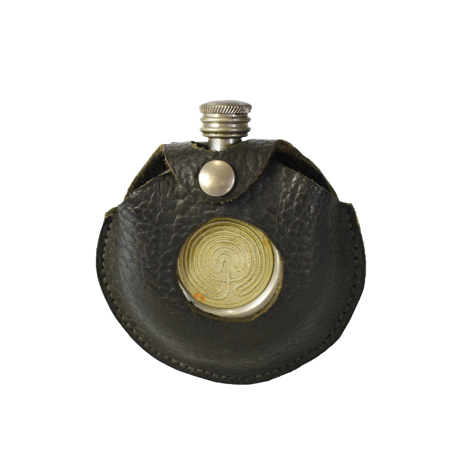 Vintage Single Tree Uk Ancient Maze Design Pewter Flask With Leather ...