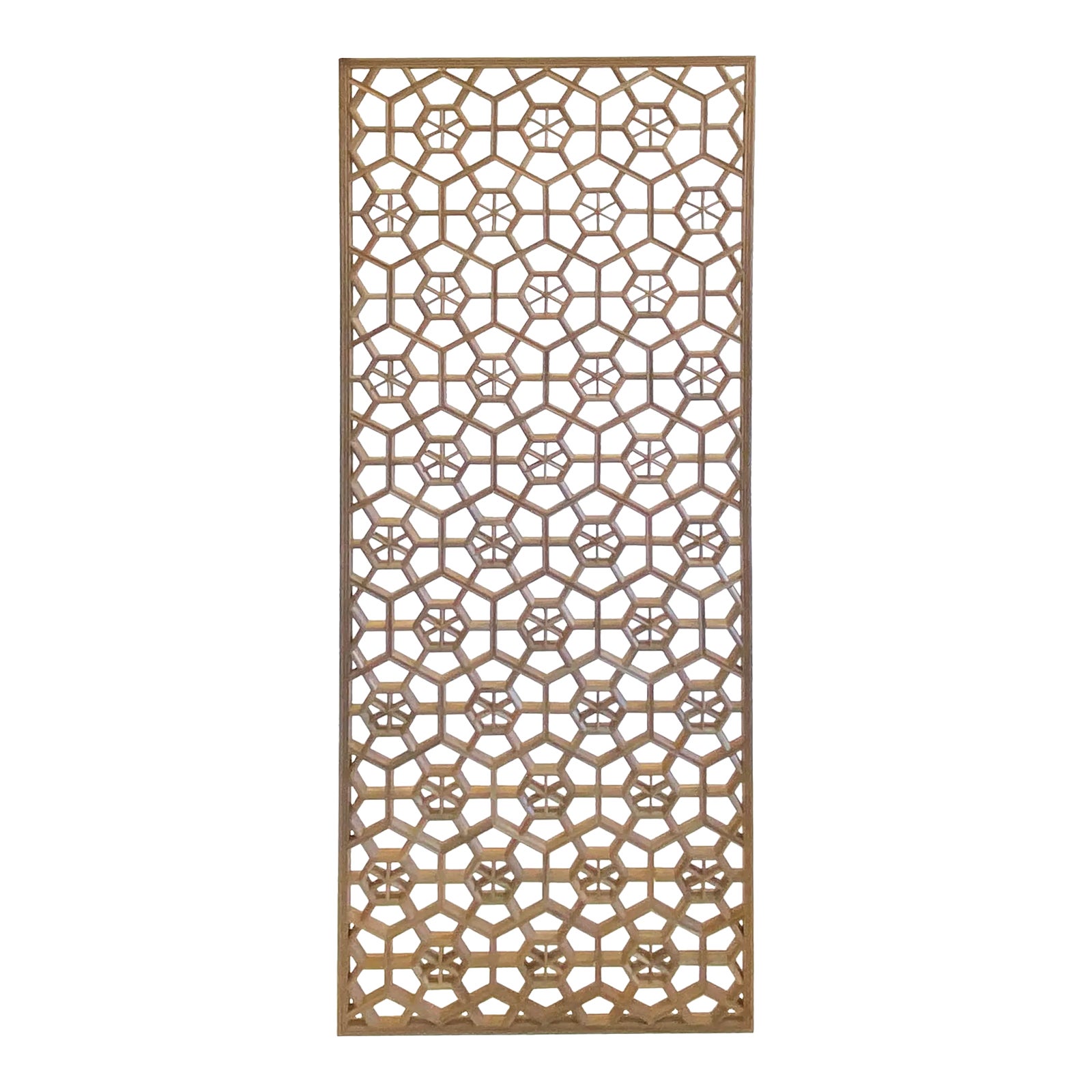 Rectangular Raw Plain Wood Flower Geometric Pattern Wall Panel | Chairish