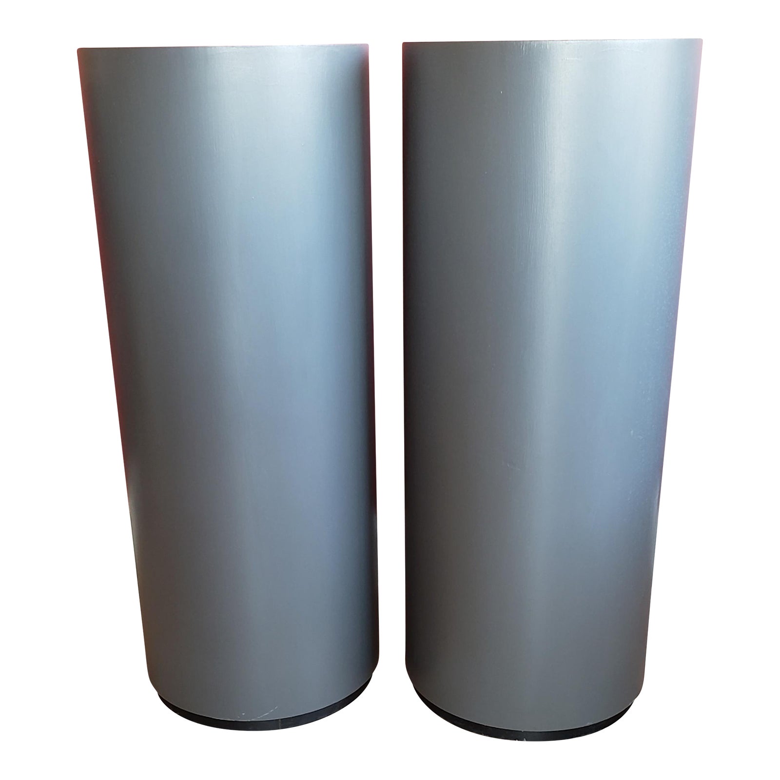 Late 20th Century Charcoal Gray Columns - a Pair | Chairish