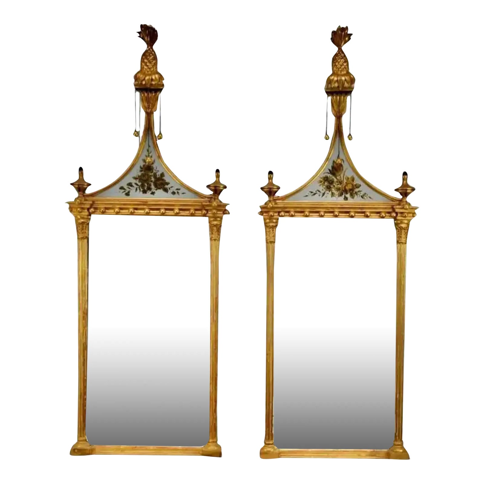 Pair of Early 19th Century Federal Hepplewhite Mirrors With Pineapple ...