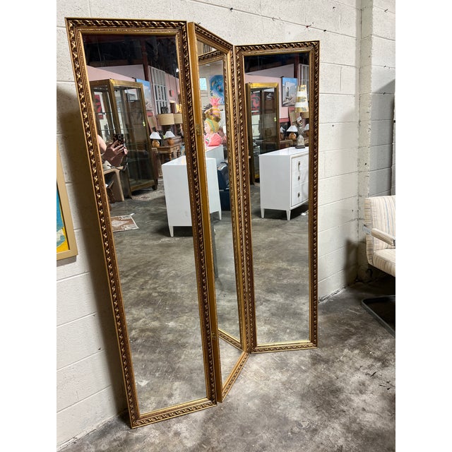 3 Panel Mirrored Screen Room Divider | Chairish
