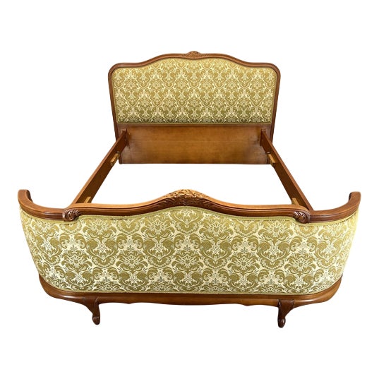 Vintage French Louis XVI Style Double Bed Frame with Carved Headboard ...