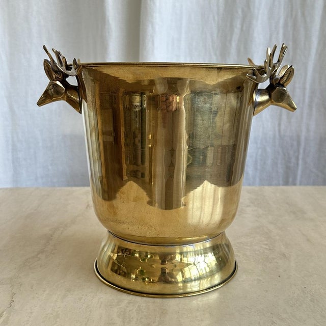 Mid-Century Brass Ice Buckets with Deer Sculpted Handles, 1960s | Chairish