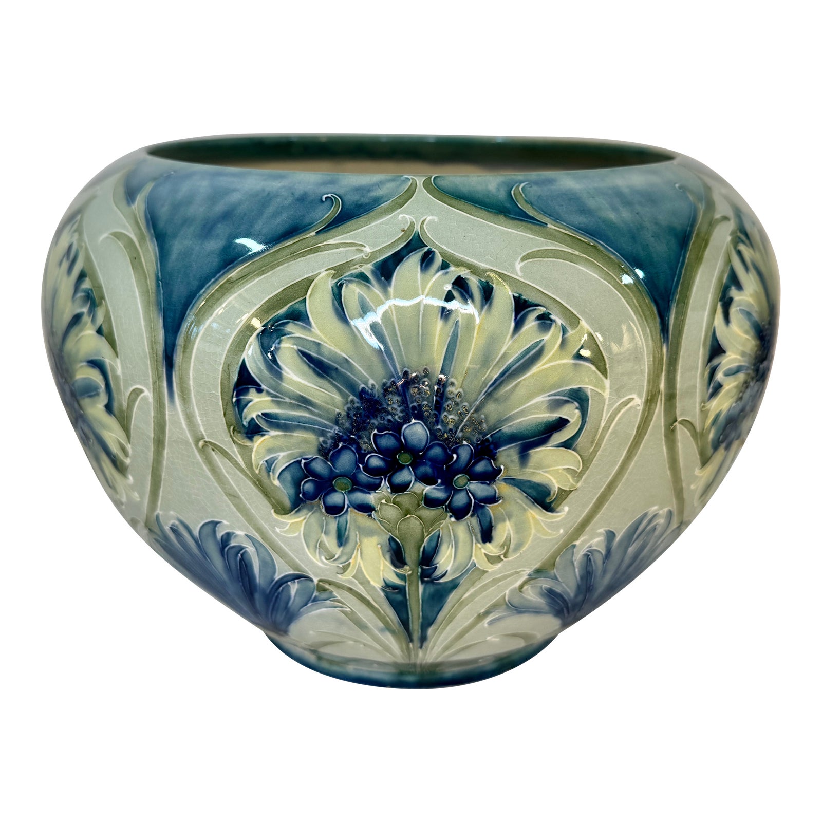 Moorcroft Pottery Blue Cornflower Jardiniere Circa 1903 | Chairish