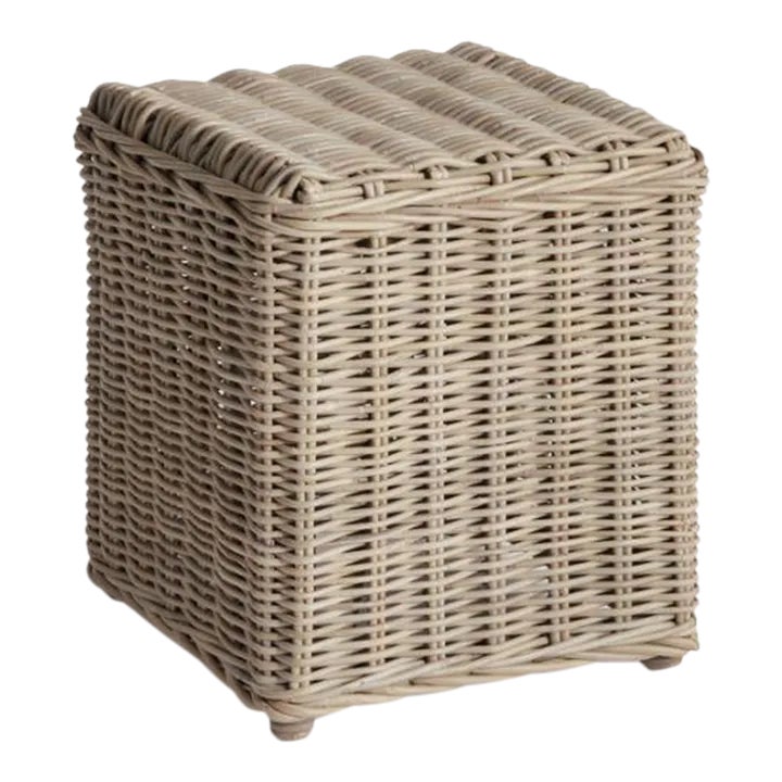 Woven Rattan Square Stool | Chairish
