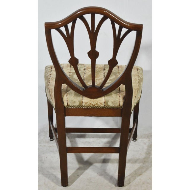 Charak Mahogany Federal Shield Back Chairs Striped Damask Bench Made ...