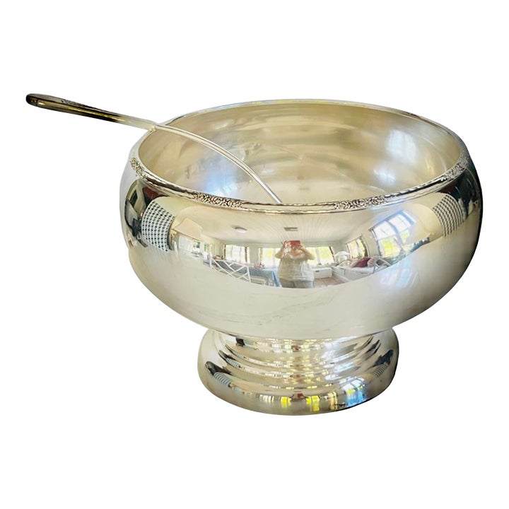 Vintage 1940s Footed Silver Plate Bowl Champagne Tub Cooler Centerpiece ...